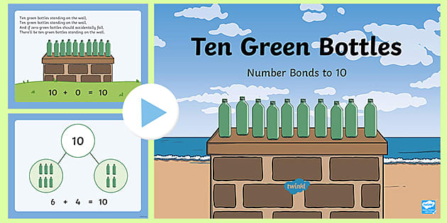 👉 Ten Green Bottles PowerPoint - Number Bond Song