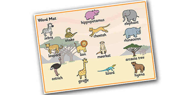 Safari Word Mat (teacher made) - Twinkl