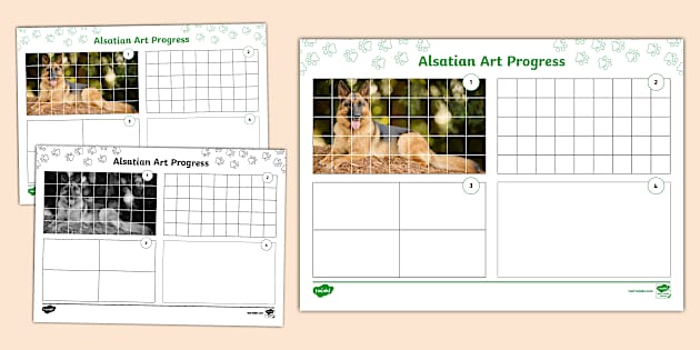 Alsatian Art Progress Template (teacher made) - Twinkl