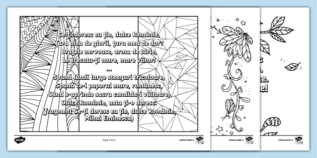 1 Decembrie versuri - Desene de colorat mindfulness Twinkl