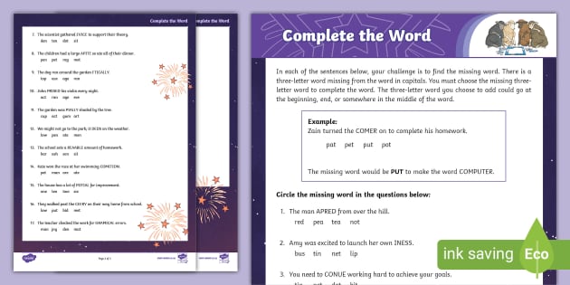 * NEW * Year 5-6 Literacy Puzzles: Complete the Word
