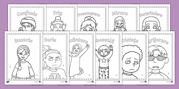 Emoțiile - de colorat | Pagini de colorat cu emoții - Twinkl