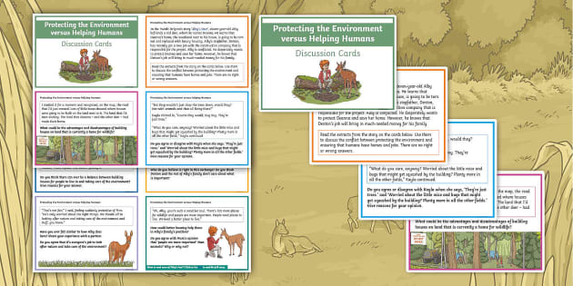 Protecting the Environment vs Helping Humans Question Cards