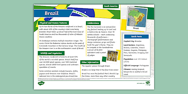 KS2 Brazil Fact File (creat de profesori) - Twinkl