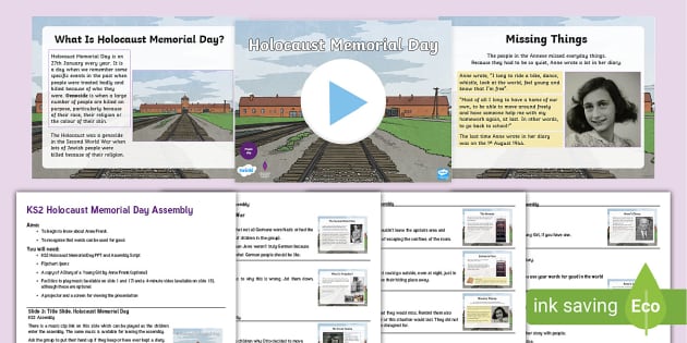 Anne Frank Resources KS2 - Holocaust Memorial Day Assembly