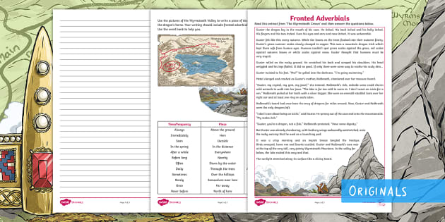 Ks2 Fronted Adverbials Writing Worksheet (KS2 Fantasy Story 'The Wyrmstooth