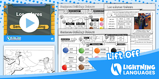 👉 Lightning Languages Spanish | Colours Sentence Building Pack