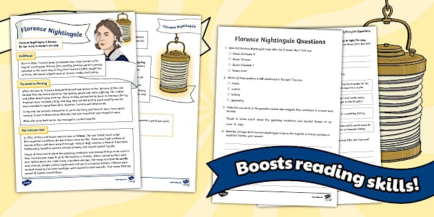 Florence Nightingale Reading Comprehension Activity For Ages 7-9