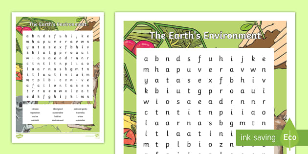 The Earth's Environment Word Search (teacher made)