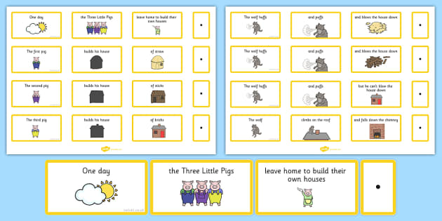 The 3 Little Pigs Sentence Building Cards (teacher made)