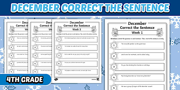 December Daily Correct the Sentence Grammar Practice