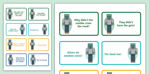 Zombie Jokes for Kids Matching Cards - Twinkl