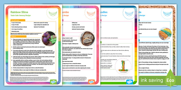 Taste-Safe Rainbow Sensory Recipes Pack | Sensory Play