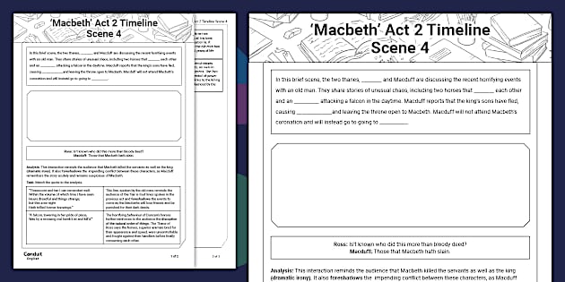 Macbeth Act 2 Scene 4 Timeline Activity Sheet (teacher made)