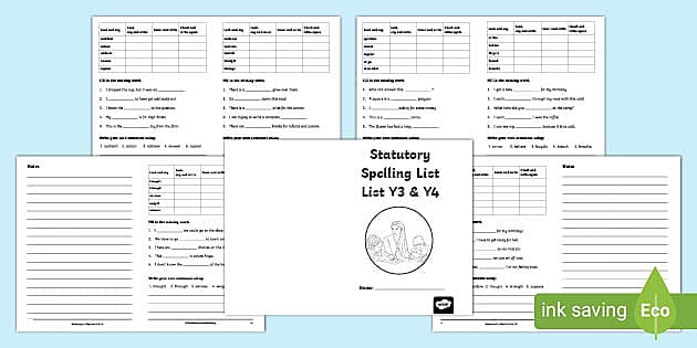 Statutory Spelling List Y3 and Y4 Activity Book