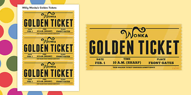 FREE Willy Wonka Golden Ticket Template Printable Role Play