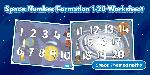 👉 Space Number Formation 1-20 Worksheet - KS1 - Twinkl