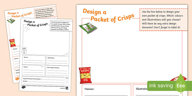 Design a Packet of Crisps Worksheet (Teacher-Made) - Twinkl