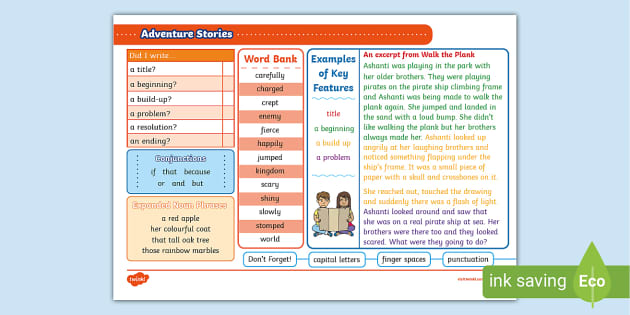 KS1 Writing: Adventure Stories Knowledge Organiser - Twinkl