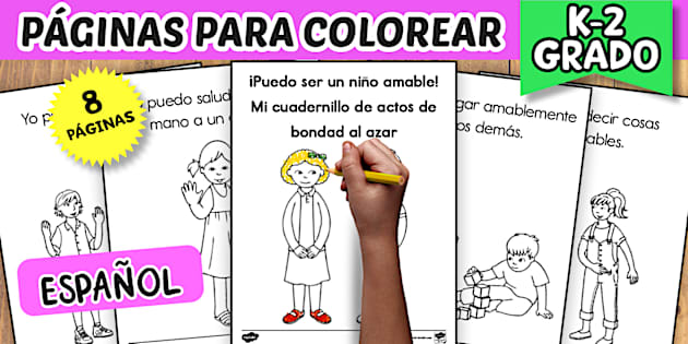 Cuadernillo para colorear sobre actos de bondad al azar para estudiantes de