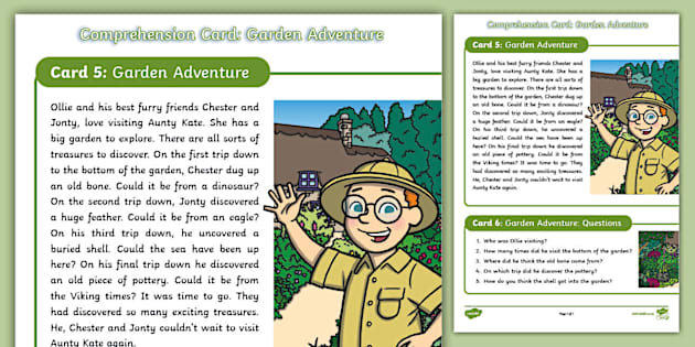 Comprehension Card: Garden Adventure (teacher made) - Twinkl