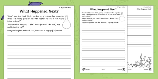 A Magical Muddle: What Happened Next? Writing Worksheet - Halloween ...