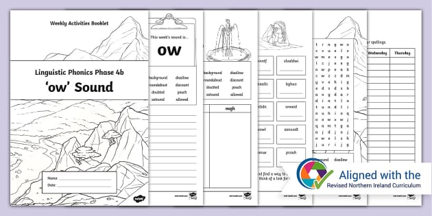 Linguistic Phonics Phase 4b 'ow' Sound Weekly Activities Booklet