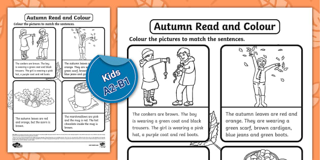 ESL Autumn Read and Colour Worksheet | Twinkl - Twinkl