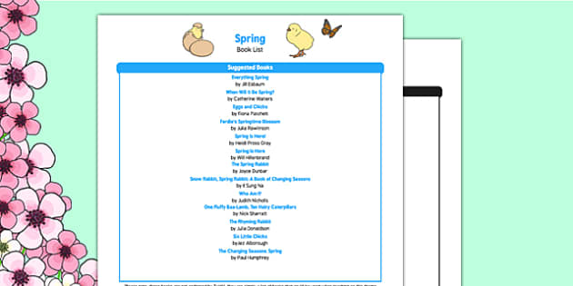 Springtime Book List (teacher made) - Twinkl