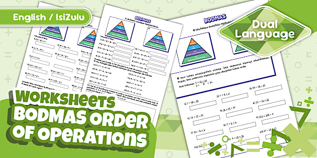 BODMAS Worksheets - Order of Operations - Maths