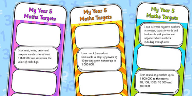 2014 National Curriculum Year 5 Maths Target Bookmarks