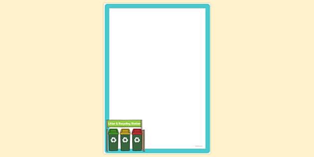 FREE! - Simple Blank Recycling Station Page Border | Page Borders | Twinkl