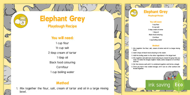 Elephant Grey Modelling Dough Recipe | Twinkl (teacher made)