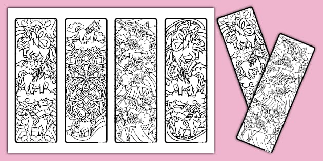 Unicorns Mindfulness Colouring Bookmarks - Twinkl