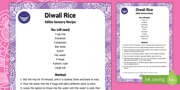 Diwali Rice Edible Sensory Recipe (teacher made)