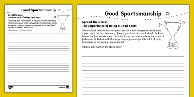 Good Sportsmanship Activity for 3rd-5th Grade - Twinkl