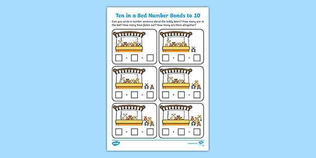 👉 Ten in a Bed Number Bonds to 10 Worksheet