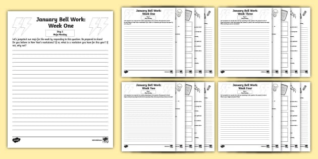 Seventh Grade ELA January Bell Work Bundle (teacher made)