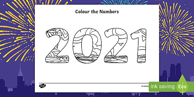 Colour the Numbers New Year 2021 Mindfulness Colouring Page