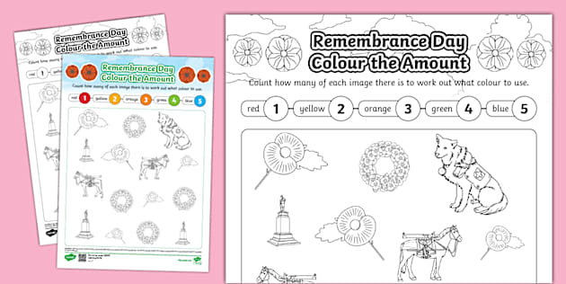 👉 Remembrance Day Colour the Amount Worksheet - Twinkl 👉 Remembrance Day Colour the Amount Worksheet - Twinkl