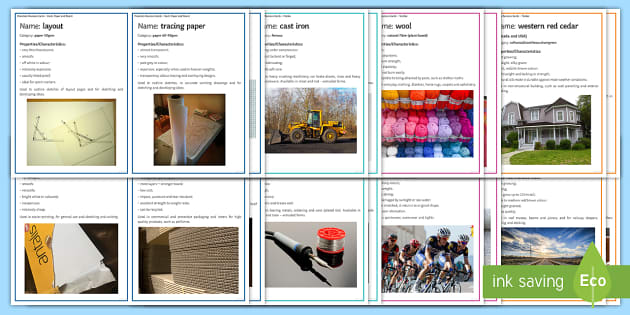 Materials Revision Cards Pack 1 (professor feito) - Twinkl