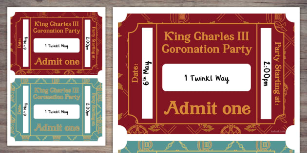 Kings Coronation Tickets - Celebrate | Twinkl Party - Twinkl