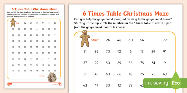 👉 6 Times Table Christmas Maze (teacher made) - Twinkl