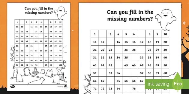 Halloween Missing Numbers Number Square (teacher made) Halloween Missing Numbers Number Square (teacher made)