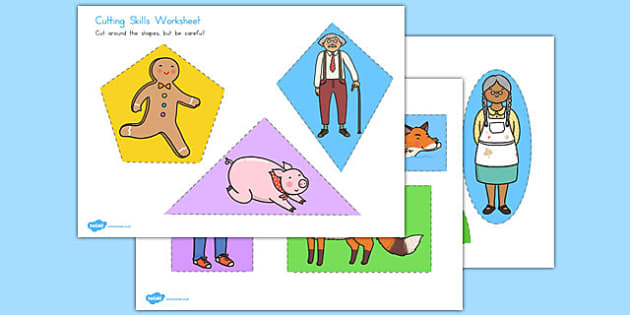 The Gingerbread Man Themed Cutting Skills Worksheet