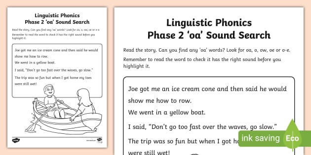 Linguistic Phonics Phase 2 ‘oa’ Sound Search Activity Sheet