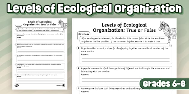 Levels of Ecological Organization Worksheet | Twinkl USA