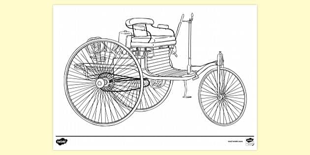Victorian Petrol Motor Car Colouring Sheet - Twinkl
