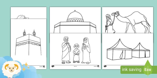 My First Hajj and Eid-Al Adha Colouring Pack - Twinkl