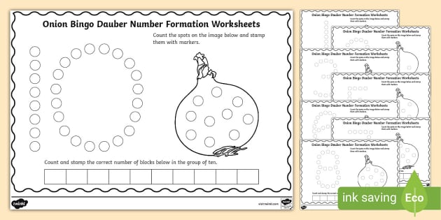 Onion Bingo Dauber Worksheets | Number Formation | Twinkl